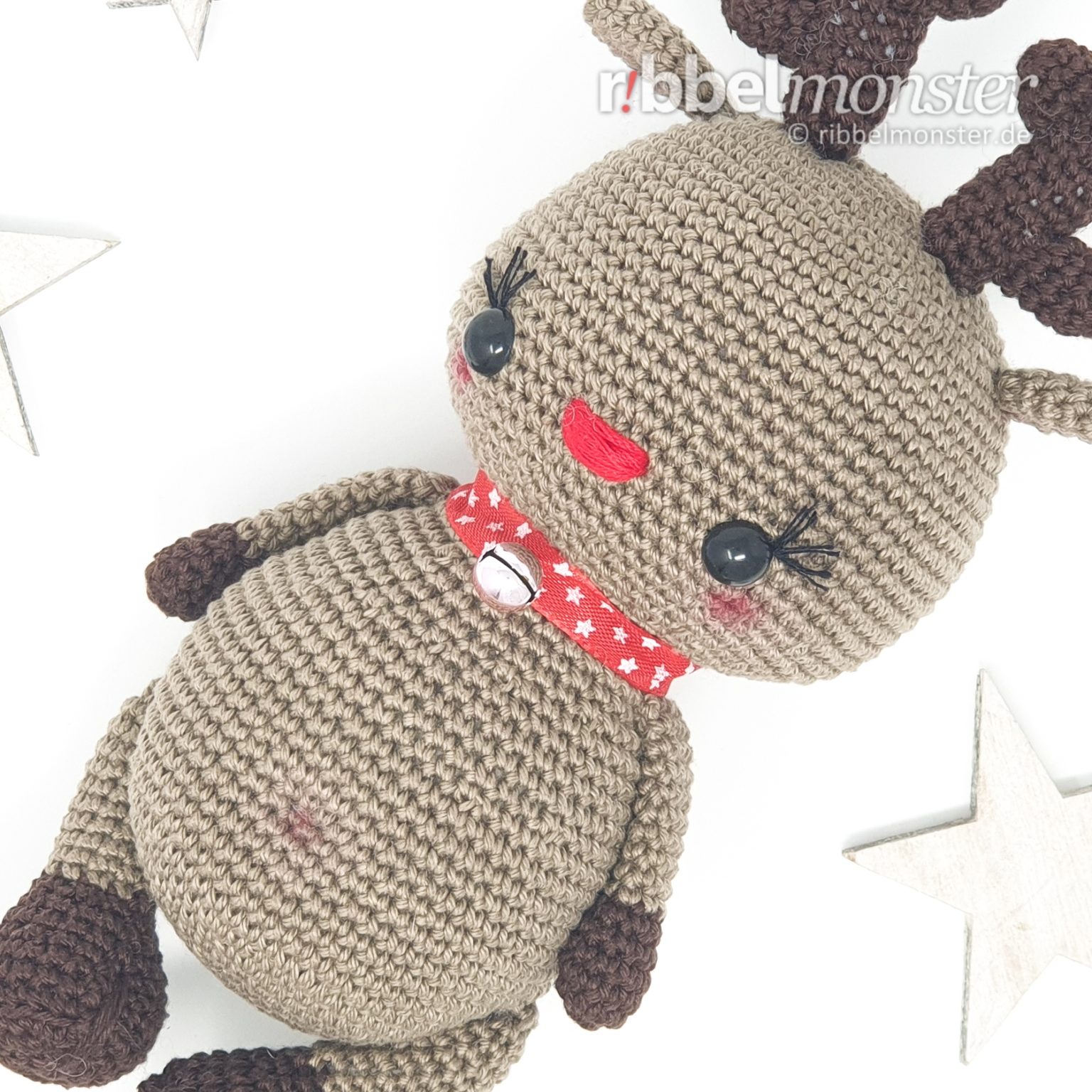 Amigurumi - Rentier häkeln "Rudolphina" - premium & kostenlose Anleitungen - Ribbelmonster